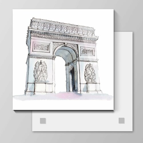 Картина на стекле - "Акварель Триумфальная Арка" размер 90-90 см