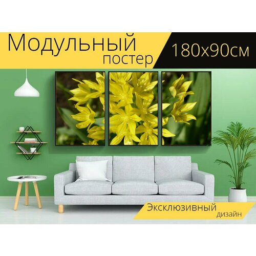 Модульный постер "Лук, желтый, цветок" 180 x 90 см. для интерьера