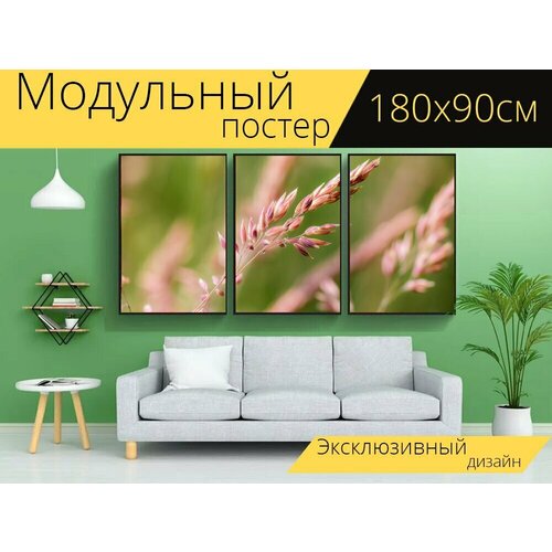 Модульный постер "Травы, трава, дикая трава" 180 x 90 см. для интерьера