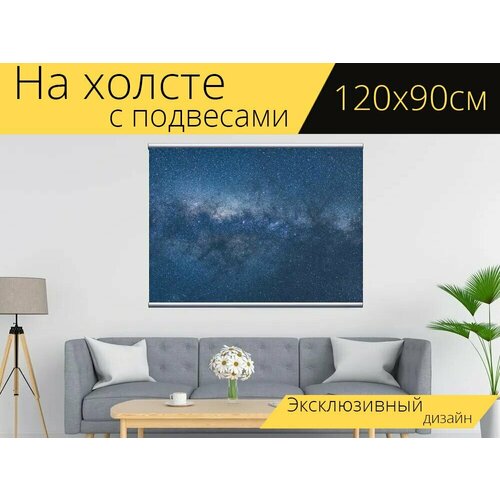 Картина на холсте "Космос, млечный путь, звезды" с подвесами 120х90 см. для интерьера