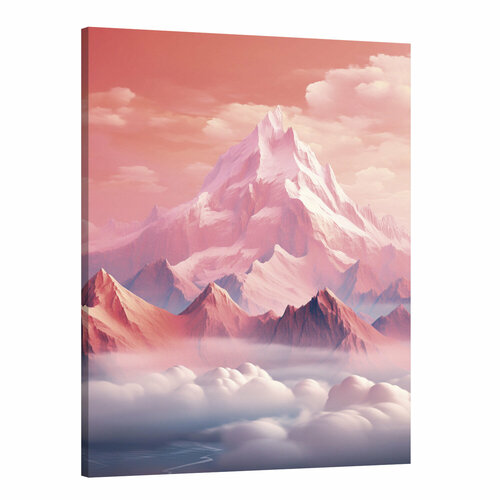 Интерьерная картина 50х70 "Горы в розовых оттенках: магия природы"