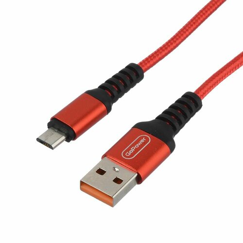 Кабель GoPower GP02M USB - microUSB 1 2.4A нейлон красный