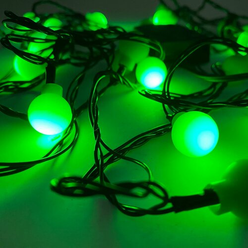 Гирлянда светодиодная "Шарики LED" 5м, 30LED, зеленая, провод черный 3590710 Luazon Lighting