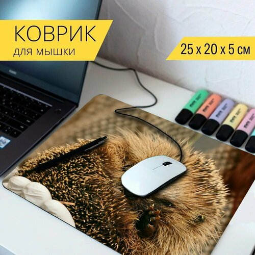 Коврик для мыши с принтом "Ежик, ежи спящий режим, спящий режим" 25x20см.