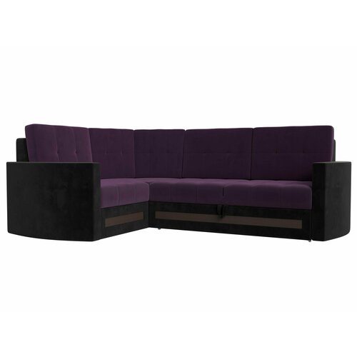 Угловой диван Белла левый угол, Велюр фиолетовый и черный
