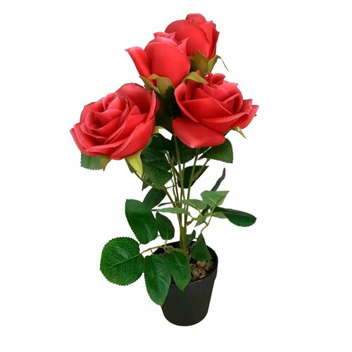 Искусственное растение Роза 30x10 см цвет красный пластик