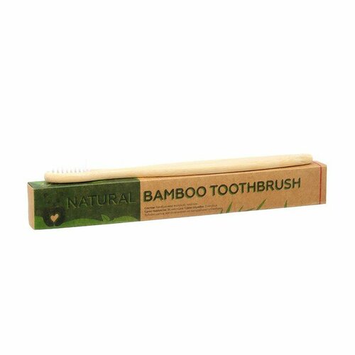 Зубная щетка бамбуковая средняя в коробке, белая (1шт.)