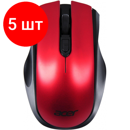 Комплект 5 штук, Мышь компьютерная Acer OMR032, черно-красный