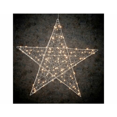 Подвесное декоративное украшение-звезда этуаль ТРЕ гран, 160 тёплых белых микро LED-огней, 78 см, уличная, Edelman 1068453