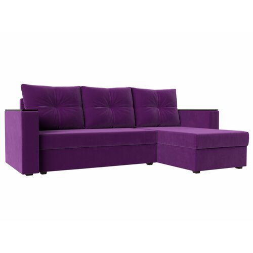Угловой диван Лига Диванов Атланта Лайт без стола правый угол Фиолетовый (микровельвет)