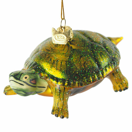 Kurts Adler Стеклянная елочная игрушка Черепаха - Странница из Океана 10 см, подвеска NB0581