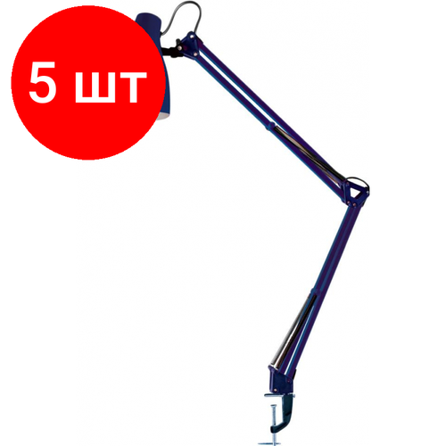 Комплект 5 штук, Светильник Camelion KD-335 метал. струбц, 40W, E27, синий