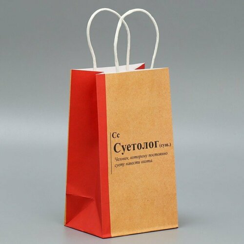 Пакет подарочный крафтовый «Суетолог», 12 × 21 × 9 см (комплект из 19 шт)