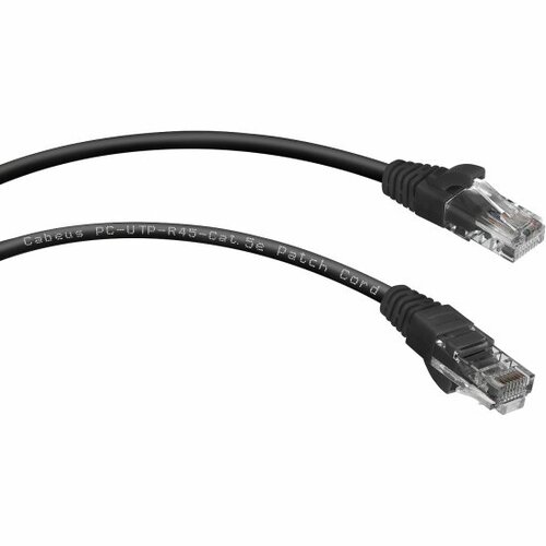 Патч-корд Cabeus U/UTP PC-UTP-RJ45-Cat.5e-0.15m-BK категория 5е, 2xRJ45/8p8c, неэкранированный, черный, PVC, 0.15м