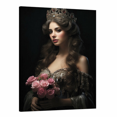 Интерьерная картина 50х70 "Принцесса с короной из роз"