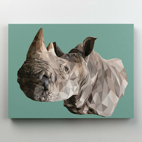Интерьерная картина на холсте "Постер в стиле поп-арт - Носорог" размер 30x22 см