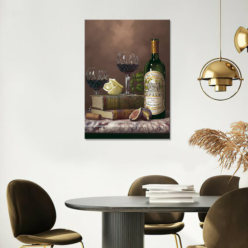 Картина/Картина на холсте для интерьера/Картина на стену/Картина для кухни/ - Натюрморт вино 30х40