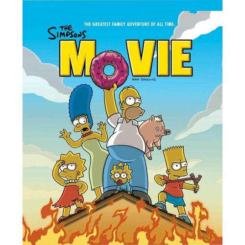 Плакат, постер на бумаге Симпсоны в кино (The Simpsons Movie, 2007г). Размер 21 на 30 см