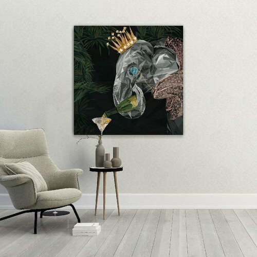 Картина на холсте 60x60 Альянс Лес "Деньги, арт, слон" на подрамнике / интерьер/ декор