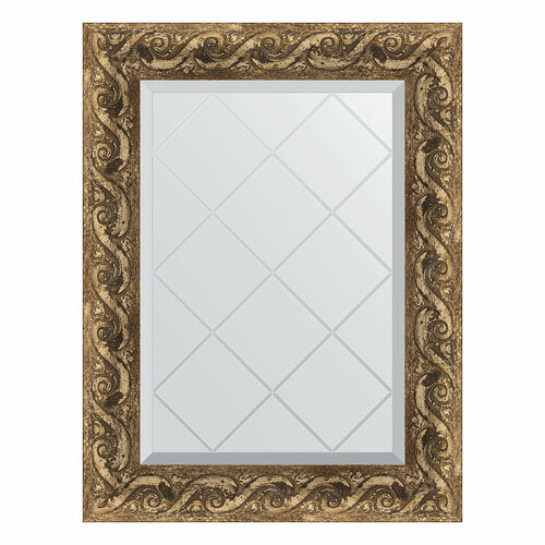 Зеркало настенное с гравировкой EVOFORM в багетной раме фреска, 56х73 см, для гостиной, прихожей, кабинета, спальни и ванной комнаты, BY 4012