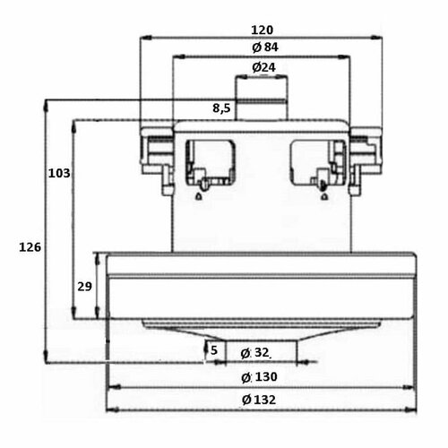 Maxima MV-033-DV (1301-CS-PY2, HCX160) двигатель 2000Вт D=130мм, H=126мм для пылесоса MV-033