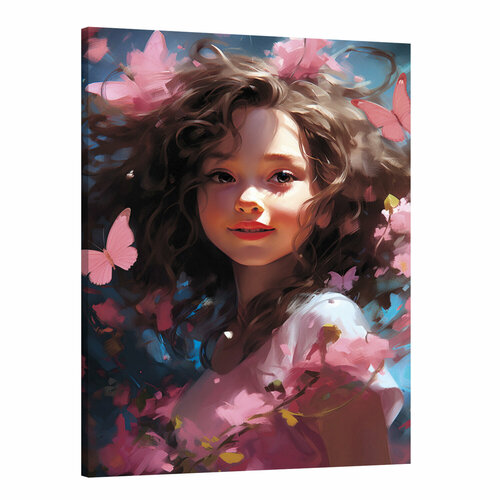 Интерьерная картина 50х70 "Портрет девушки в розовом"