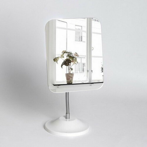 Зеркало настольное, на гибкой ножке, зеркальная поверхность 13.5 x 16.5 см, цвет белый