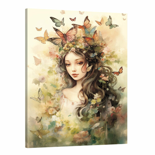 Интерьерная картина 50х70 "Принцесса с бабочками вокруг"