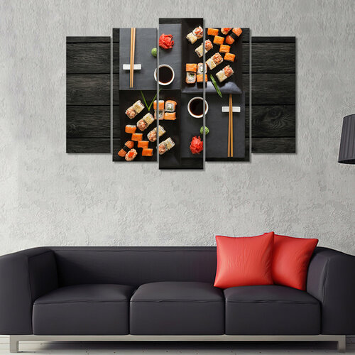 Модульная картина/Модульная картина на холсте/Модульная картина в подарок/Delicious rolls - Аппетитные роллы 150х100
