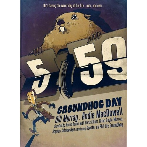 Плакат, постер на бумаге День сурка (Groundhog Day), Харольд Рэмис. Размер 21 х 30 см