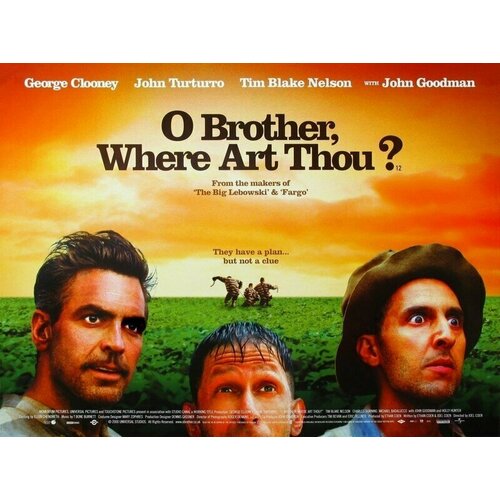 Плакат, постер на холсте О, где же ты, брат? (O Brother, Where Art Thou?), Джоэл Коэн, Итан Коэн. Размер 21 х 30 см