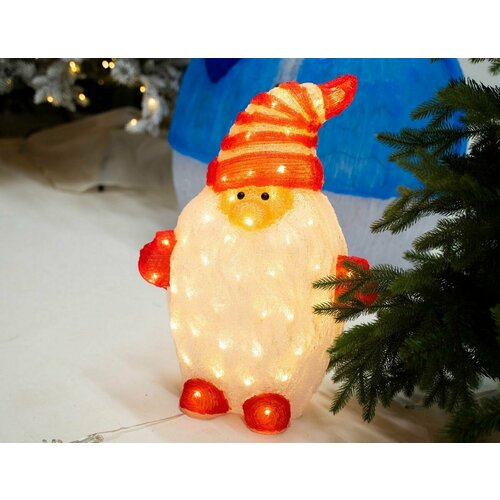 Светящаяся акриловая фигура забавный гном, 80 тёплых белых LED-огней, 65 см, уличный, Kaemingk (Lumineo)