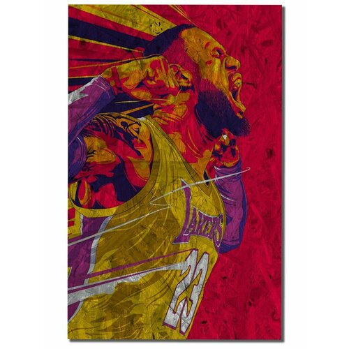 Картина интерьерная на рельефной доске, рисунок Спорт баскетбол ДжеймсЛеброн - 8369 В