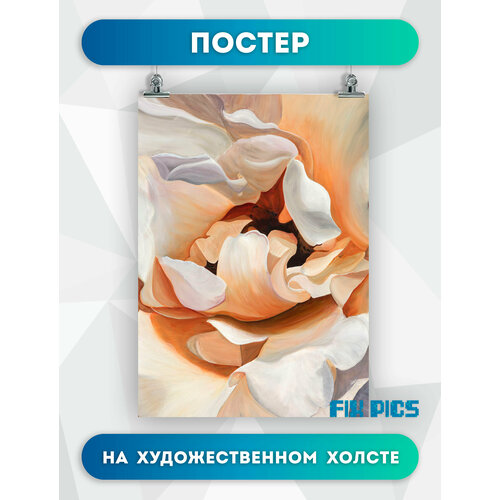 Постер на стену Цветок пиона, акварель, цветы 50х70 см