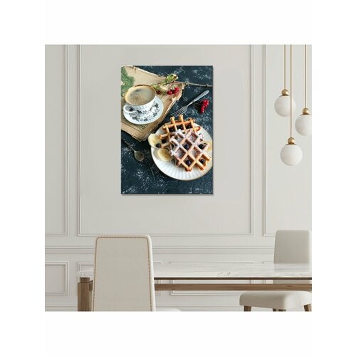 Картина на холсте с подрамником Кофе и вафли с бананом 40х60