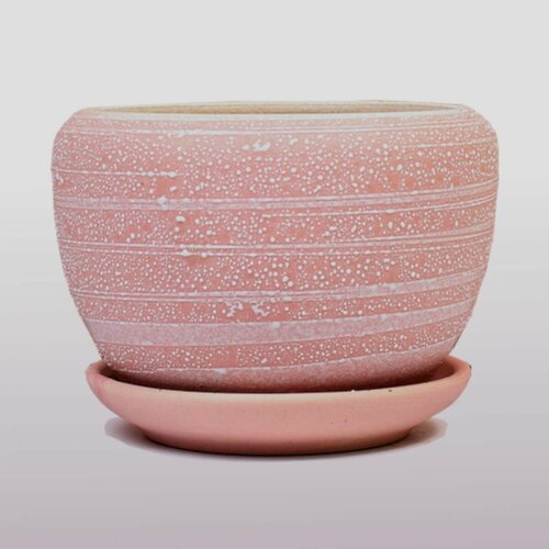 Горшок керамический Рельеф Розовый с белым ТМ-83/ 1.5л/ d14 h12