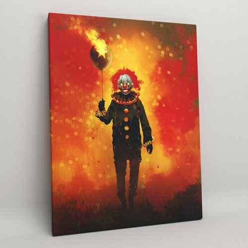 Картина на холсте (интерьерный постер) "Клоун из ада", с деревянным подрамником, размер 45x60 см
