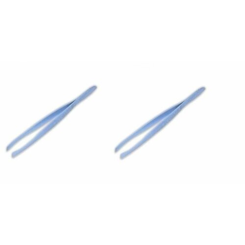 Пинцет прямой голубого цвета Zinger (Зингер) ZSP TS-105-str х 2шт