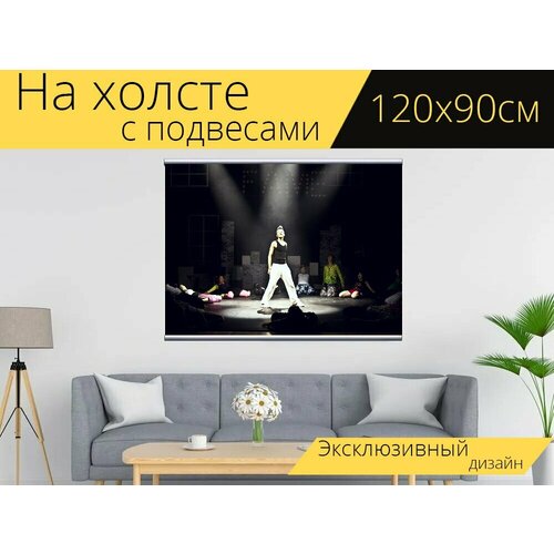 Картина на холсте "Танцевать, персонаж, театральная сцена" с подвесами 120х90 см. для интерьера