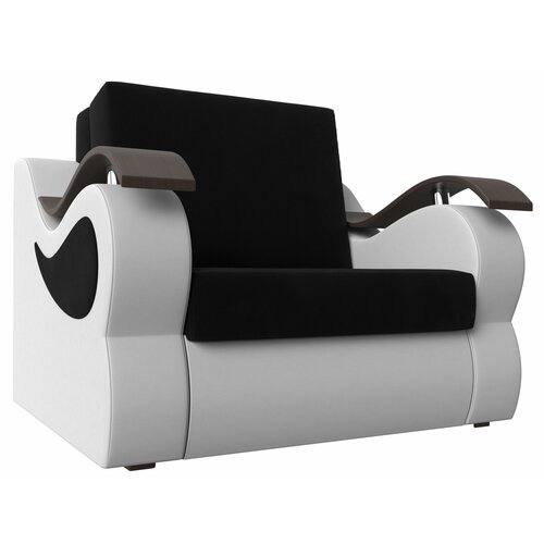 Кресло-кровать Лига Диванов Меркурий 80 Черный (микровельвет)/Белый (экокожа)