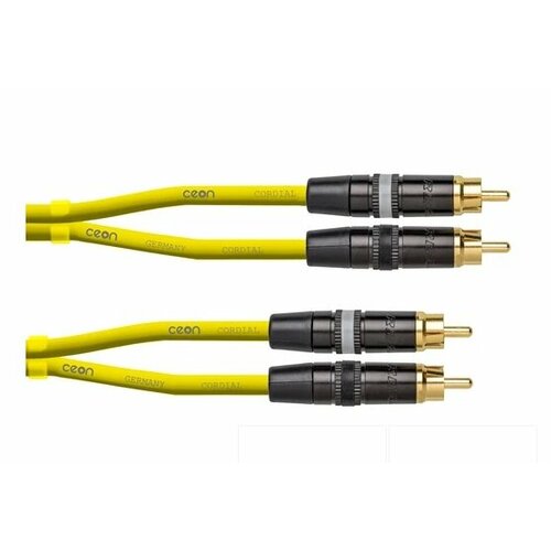 Cordial CEON DJ RCA 0,6 Y аудио кабель 2xRCA male — 2xRCA male, 0.6м, разъемы REAN, жёлтый