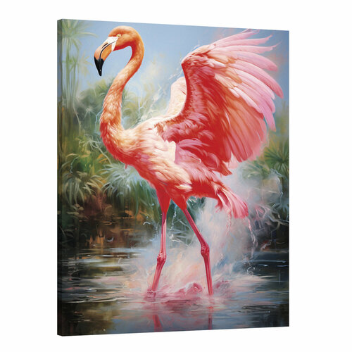 Интерьерная картина 50х70 "Волшебные прыжки фламинго"