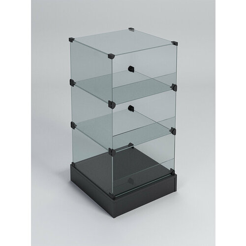 Прилавок "КУБ" №6-КО (без стеклянных дверок, передняя стенка - стекло), Черный 45 x 45 x 90.4 см
