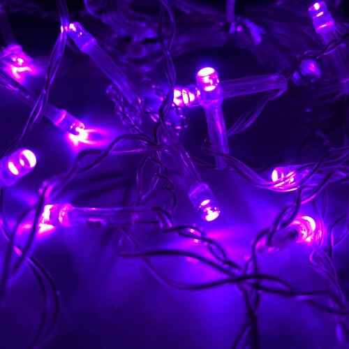 Гирлянда светодиодная "Бахрома" 1,8x0,5м 48LED фиолетовый, провод прозрачный, с динамикой 3556832 Luazon Lighting
