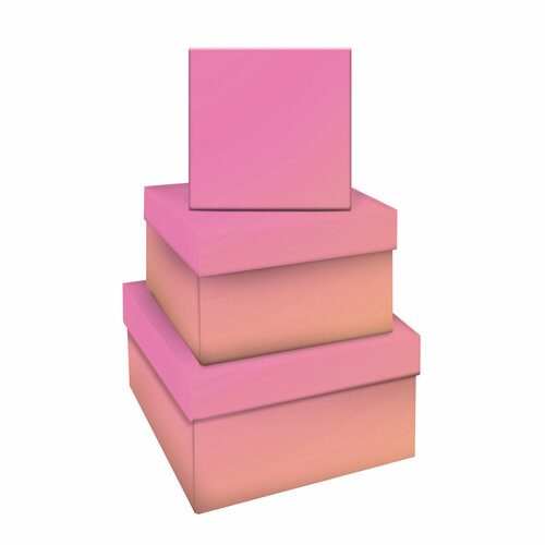 Набор квадратных коробок 3в1, MESHU "Yellow-pink gradient", (19.5*19.5*11-15.5*15.5*9см)