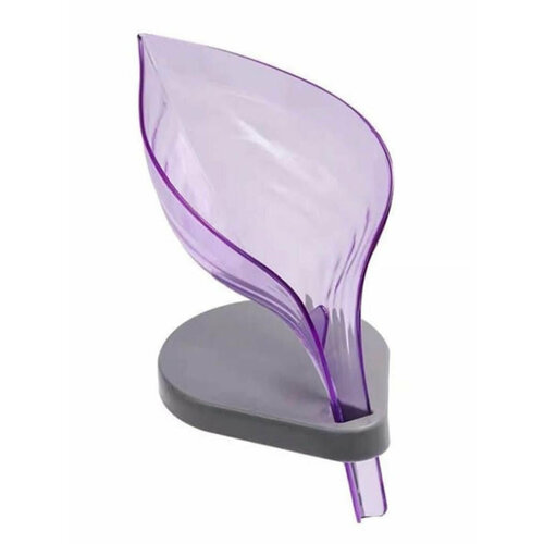 Мыльница лепесток, подставка для мыла и губок на присосках, со стоком воды (фиолетовый)