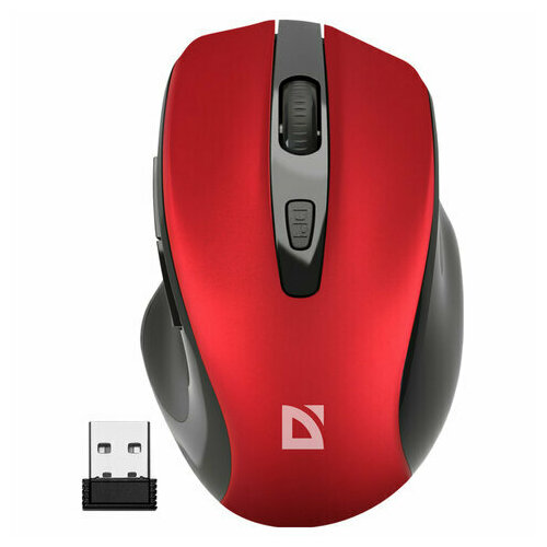 Мышь беспроводная DEFENDER Prime MB-053, USB, 5 кнопок + 1 колесо-кнопка, оптическая, красная, 52052