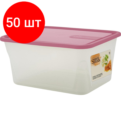 Комплект 50 штук, Контейнер для продуктов Honey 0.9л, прямоугольный, брусника (SE110311054)