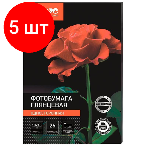 Комплект 5 штук, Фотобумага для цв. струй. печ. Комус (10х15.240г, глянцевая) пачка 25л