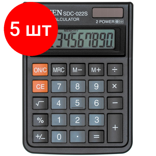 Комплект 5 штук, Калькулятор настольный компактный CITIZEN SDC-022S/022SR, 10 разряд